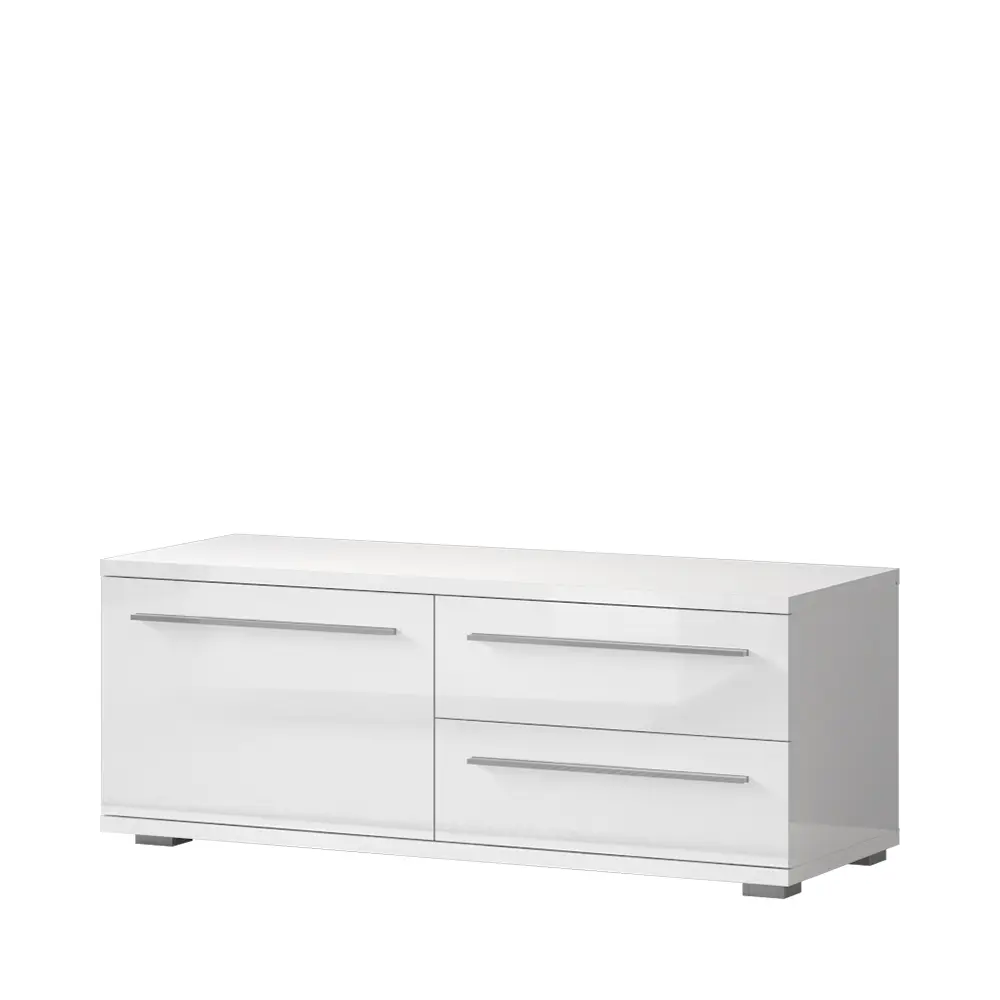 JELA TV STO TV120-1K2F/PN - kolekcija Piano - Bela lak/Kristalno Bela HG Lak - 120x46x45 cm
