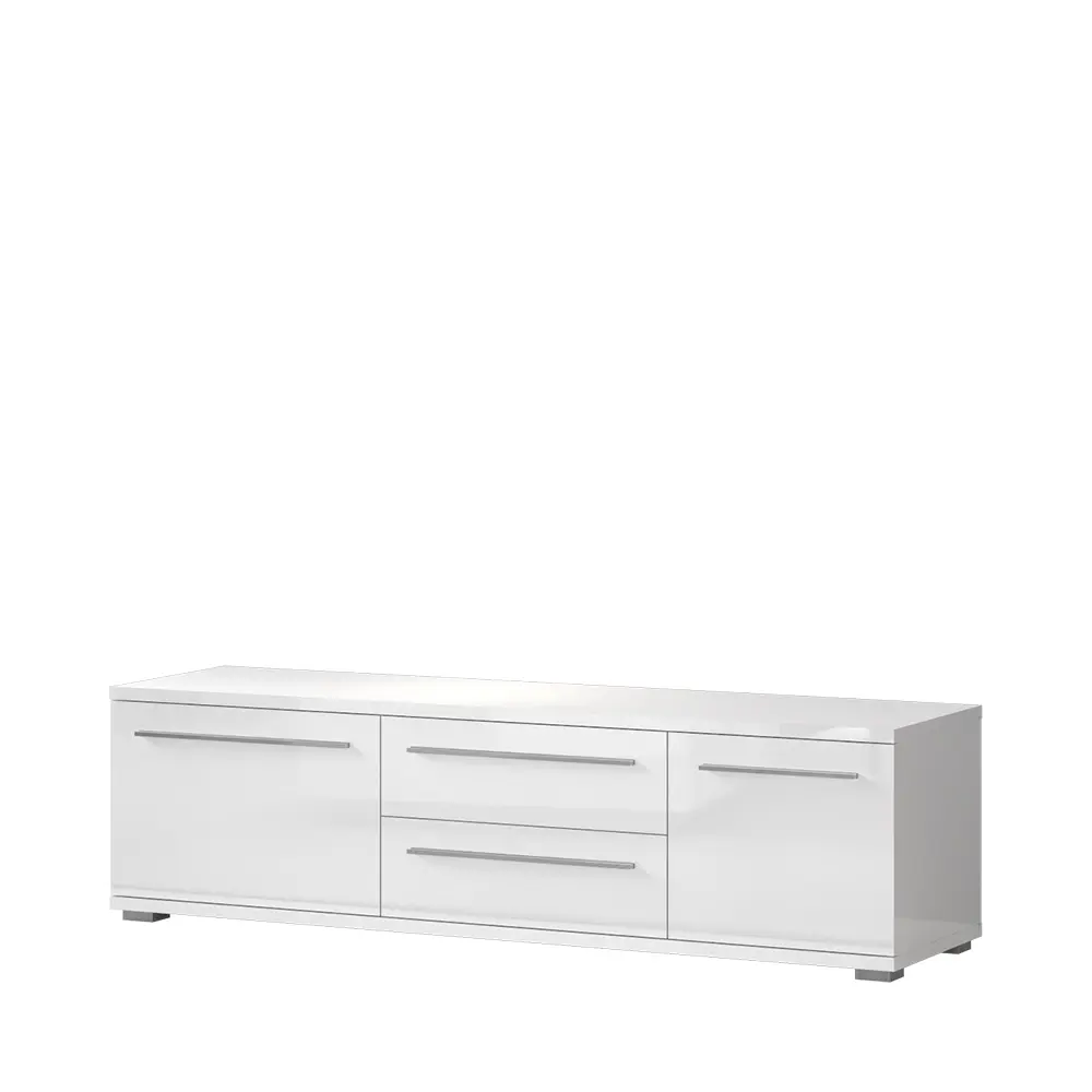 JELA TV STO TV165-2K2F/PN - kolekcija Piano - Bela lak/Kristalno Bela HG Lak - 165x46x45 cm