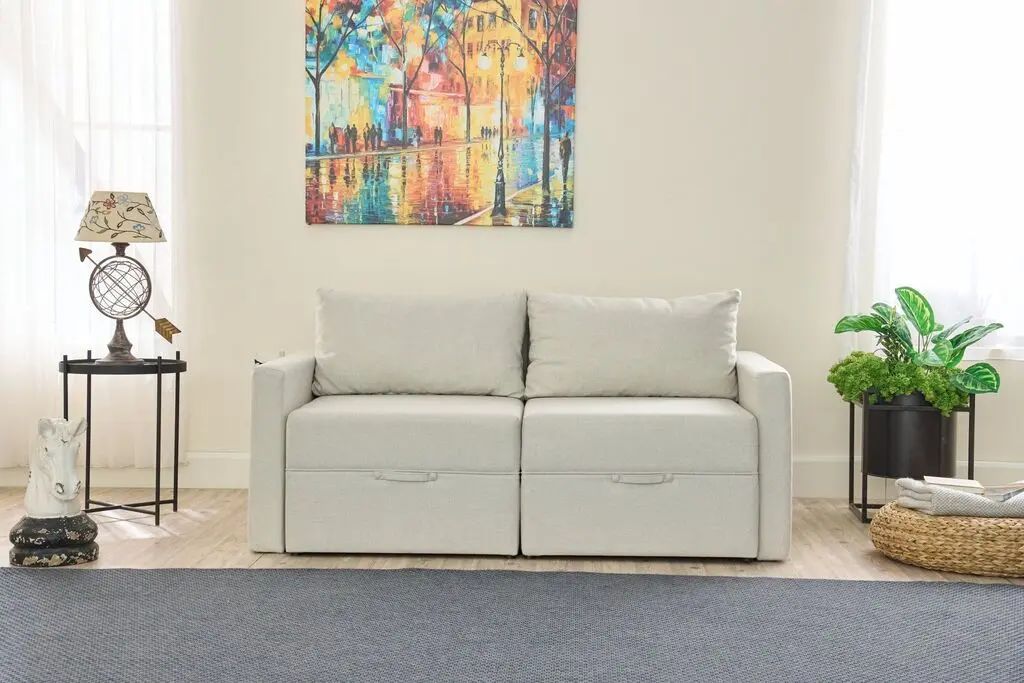 Atelier del Sofa Dvosed na razvlačenje Saros, 155x72x110cm, Beli