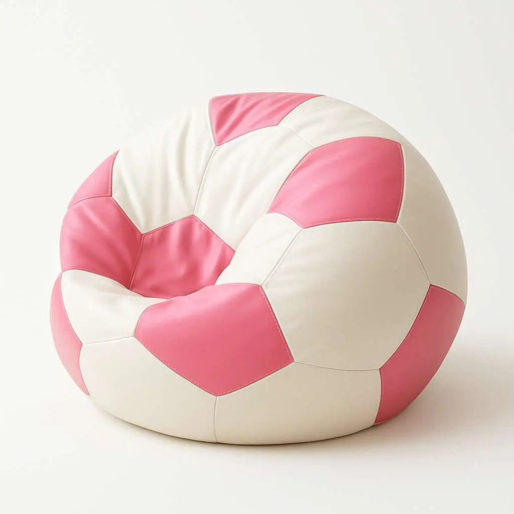 Atelier del Sofa Lazy Bag Football, 60x30x65 cm, Roze-beli