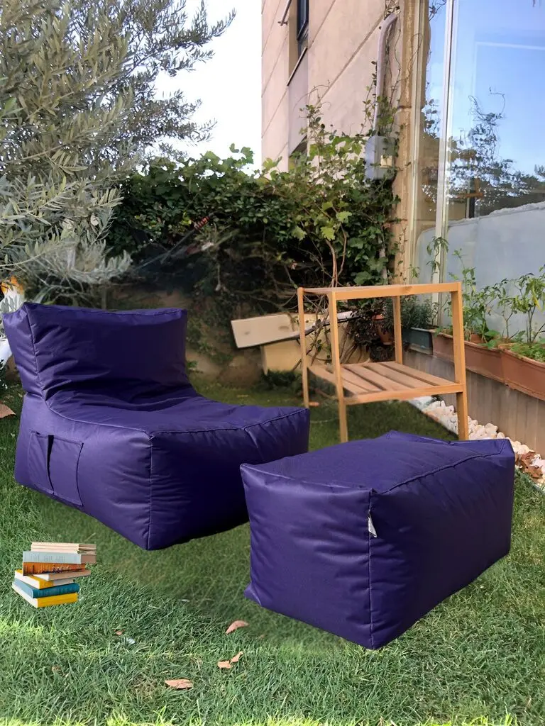 Atelier del Sofa Lazy bag set Sedir, 75x70x95 cm, 75x35x35 cm, Ljubičasti