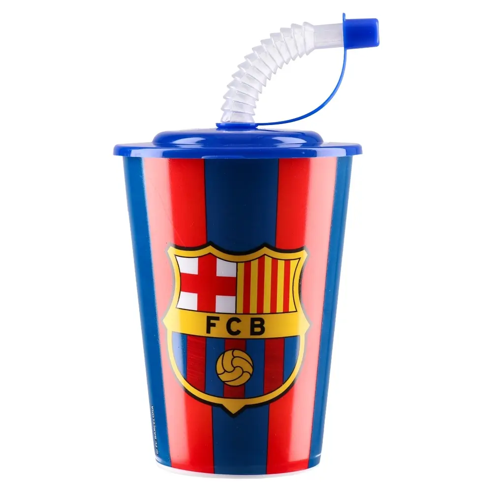 Čaša sa cevčicom Barcelona Tubule, 450ml, Plavo - crvena