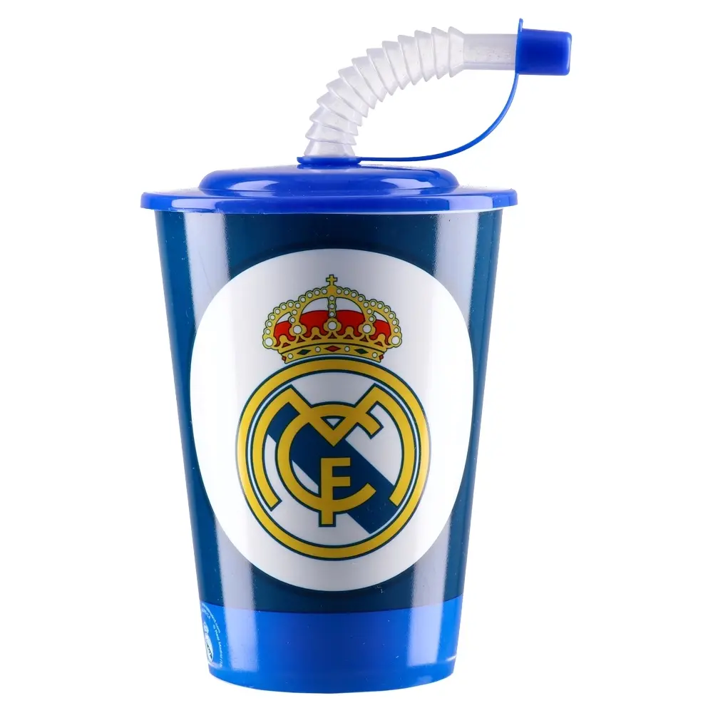 Čaša sa cevčicom Real Madrid CF Tubule, 450ml, Plava