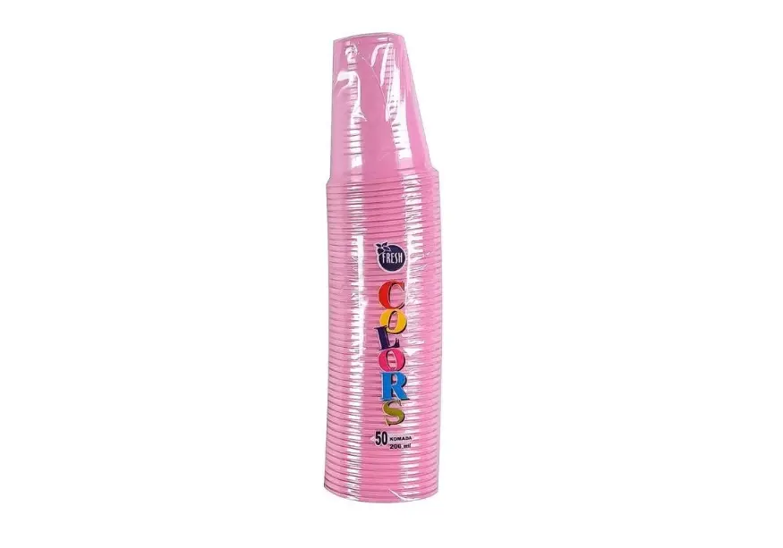 FRESH Set plastičnih čaša, 200ml, 50 komada, Roze