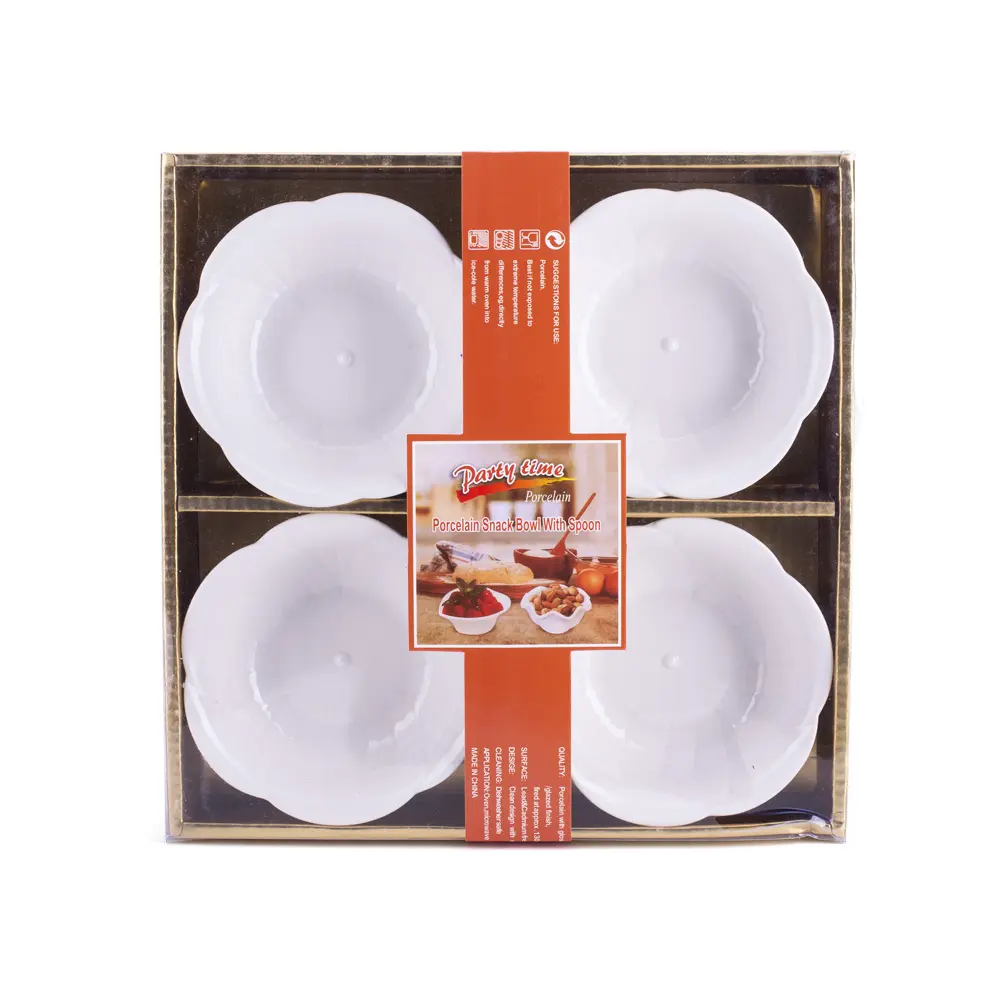 DIKER HOME Set porcelanskih činija, 11x11cm, 4 komada, Beli