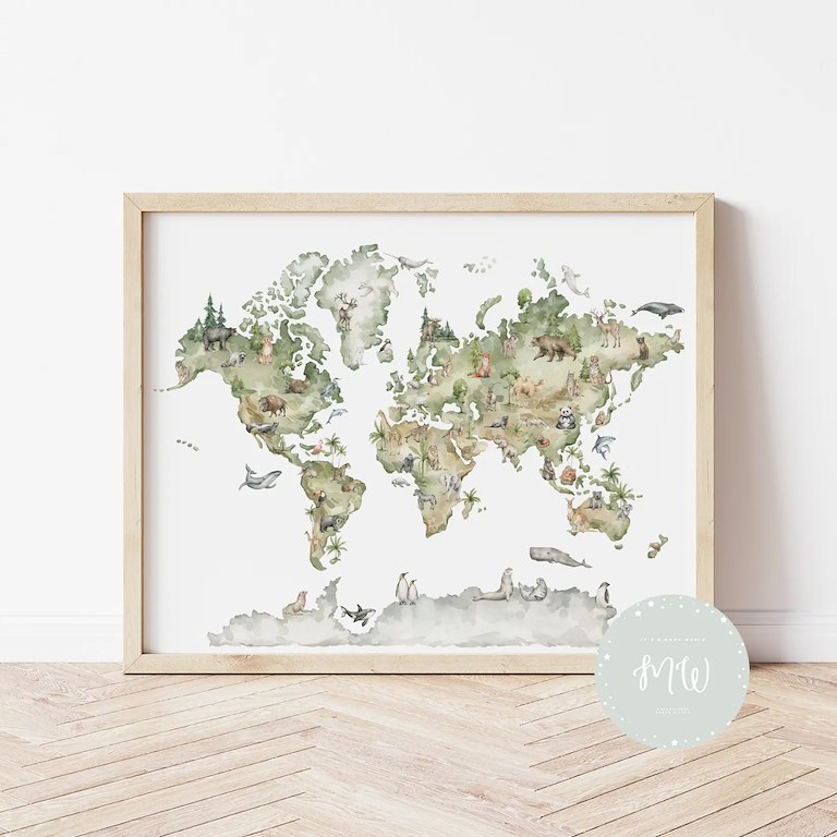 It's a moms world Edukativni poster za decu bez rama Montessori Mapa A4
