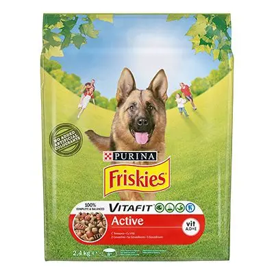 FRISKIES PURINA Suva hrana za pse, Active, Govedina, 2.4 kg