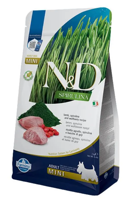 N&D Hrana za pse Spirulina Adult Mini Lamb, Spirulina & Wolfberry, 2kg
