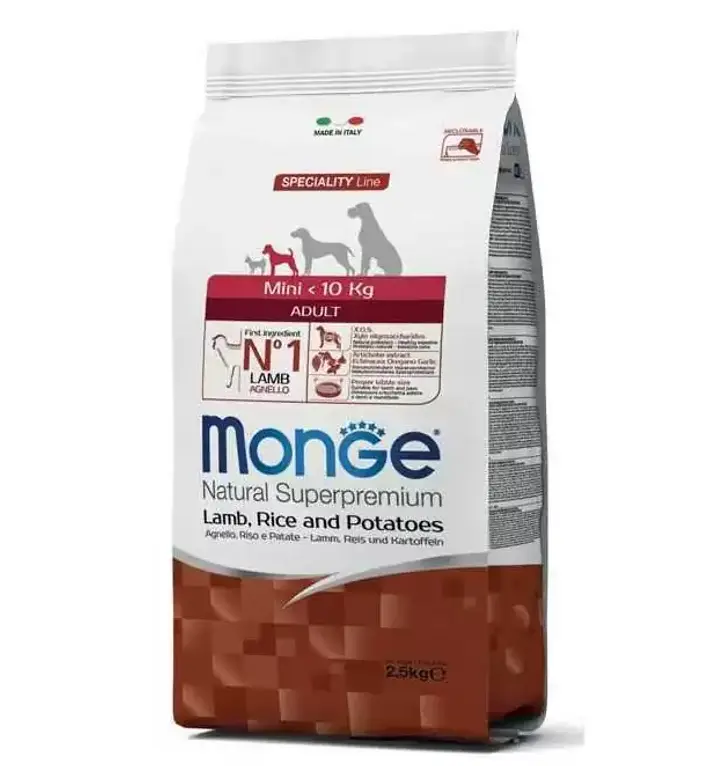 Monge Natural Suva hrana za mini odrasle pse Superpremium, Jagnjetina, pirinač i krompir, 2.5kg