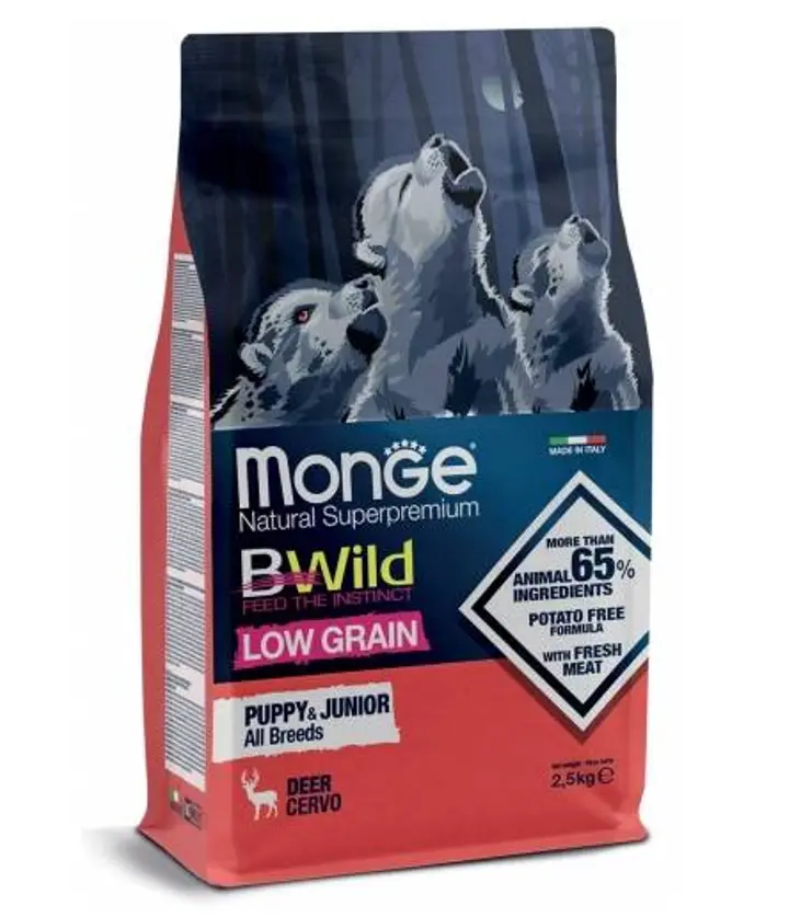 Monge Natural Suva hrana za štence i mlade pse svih rasa Superpremium BWild, Jelen, 2.5kg