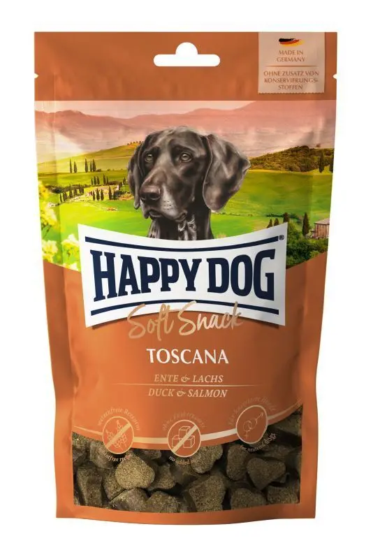HAPPY DOG Soft Snack Toscan Duck & Salmon Poslastica za pse bez glutena, 100g