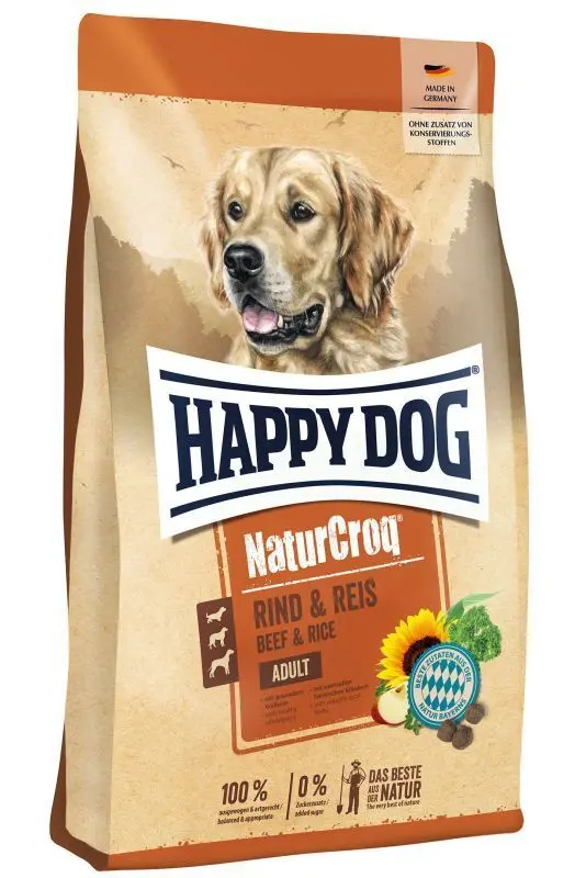 HAPPY DOG Naturcroq Beef & Rice Visoko svarljiva hrana za odrasle pse, 15kg