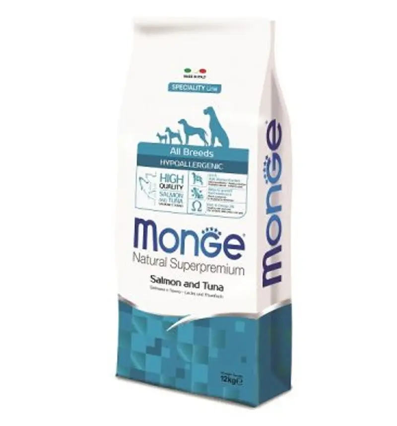 MONGE Suva hrana za odrasle pse svih rasa sa ukusom lososa i tune Hypoallergenic, 12kg