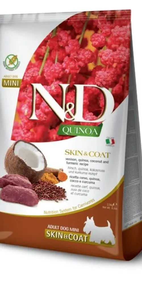 N&D Quinoa Suva hrana za odrasle pse, Divljač i kokos, Mini breed, 2.5kg