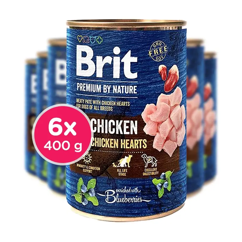 BRIT PND Set mesnih pašteta sa pilećim srcima za srce, 400g, 6 komada