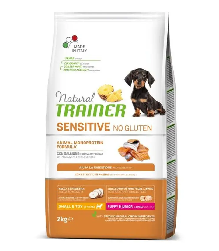 Natural Trainer Suva hrana za male i toy štence i juniore Sensitive no gluten, Losos i žitarice, 2kg