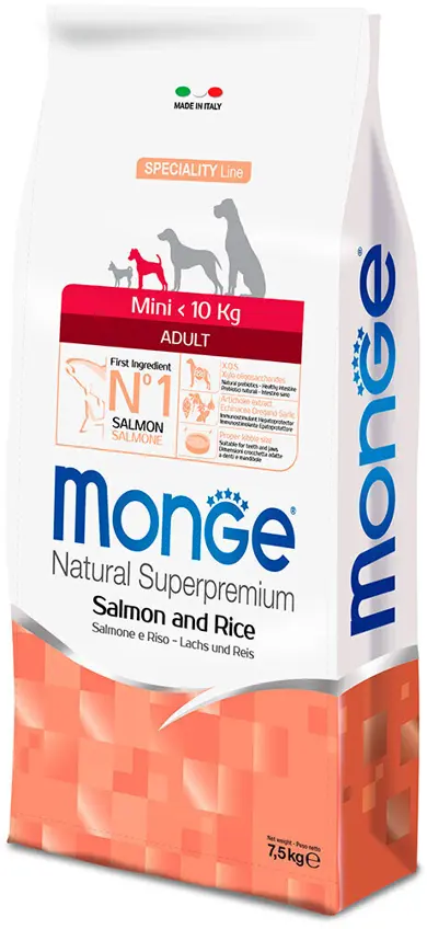 Monge Natural Suva hrana za mini odrasle pse Superpremium, Losos i pirinač, 7.5kg