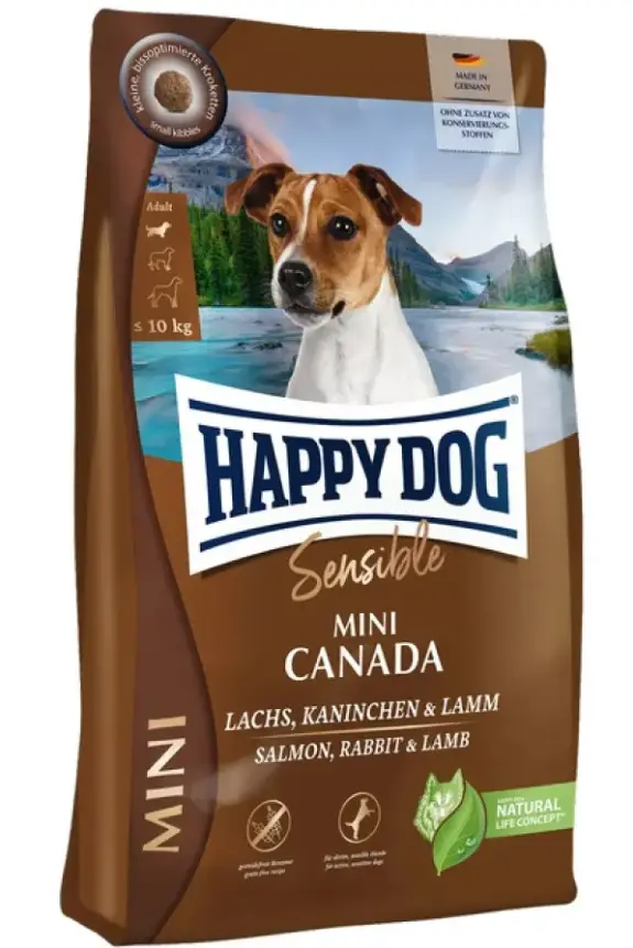 HAPPY DOG Sensible Mini Canada Salmon, Rabbit & Lamb Hrana za aktivne pse, 4kg