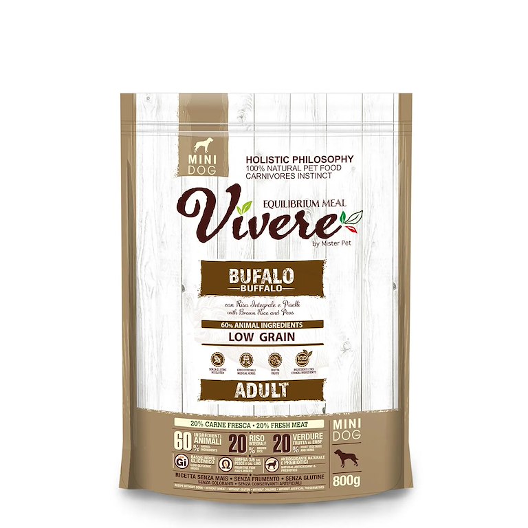 VIVERE Suva hrana za odrasle pse mini Buffalo, 3kg