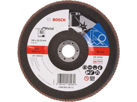 BOSCH Lamelni brusni disk X571, Best for Metal Prečnik 180 mm; granulacija 60, kolenasti - 2608606738