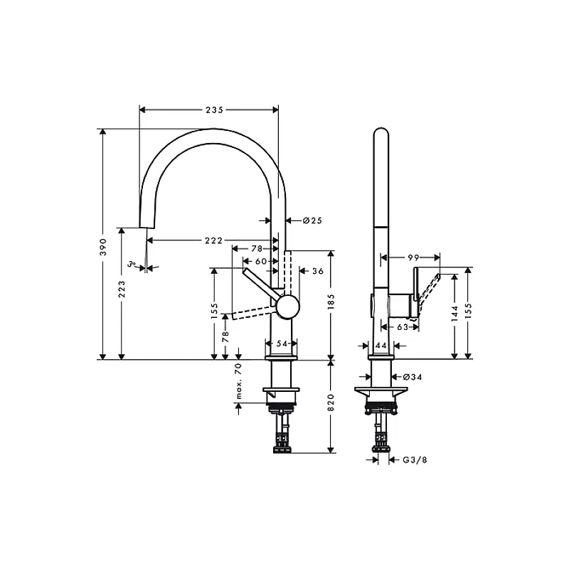 Talis M54 kuhinjska slavina 220 mat crna, 1 jet Hansgrohe