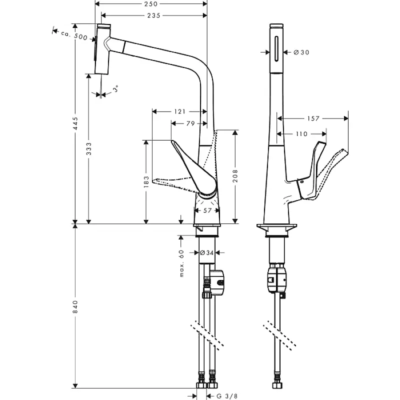 Kuhinjska slavina Metris Select M71 320 sa crevom na izvlačenje 2jet Hansgrohe