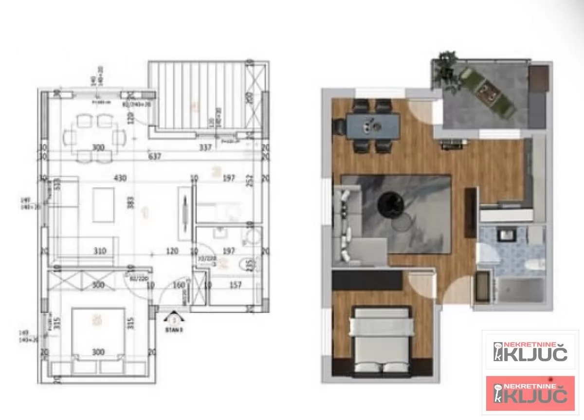 ADICE, 48m2, Dvosoban sa pdv