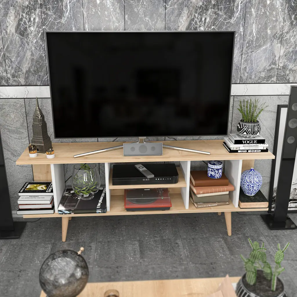 Hanah Home TV Komoda Akya, 160x38,6x35 cm, Bež-Bela