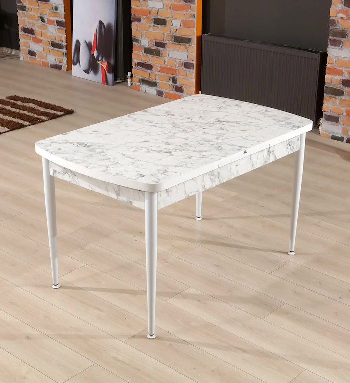 Hanah Home Trpezarijski sto Trend Carrara 132x79x76,5cm Belo-Sivi