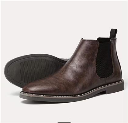 Mens Red-Brown Slip-On Ankle Boots - 2 boje