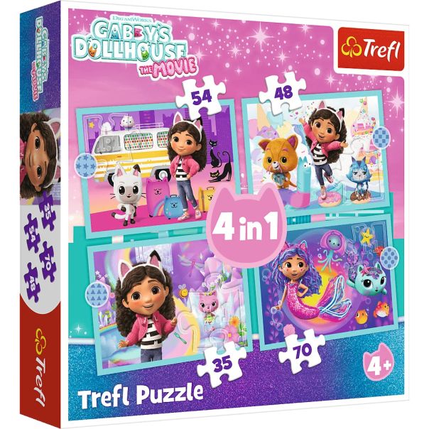 TREFL Puzzle 4u1 Gabby's Big Adventure 34670 - 54, 48, 35, 70 delova