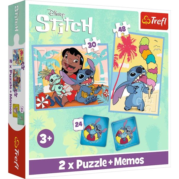 TREFL Puzzle i igra memorije za decu 2u1 Lilo & Stitch 93585