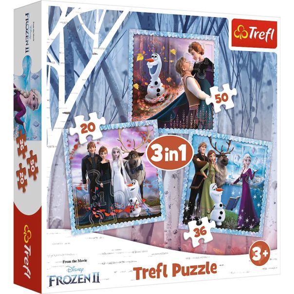 TREFL Puzzle 3u1 Frozen magical story 34853 - 50, 20, 36 delova