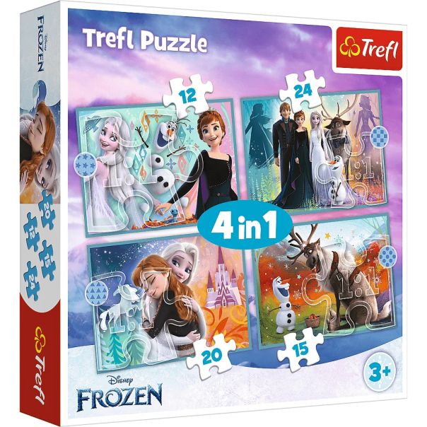TREFL Puzzle 4u1 The Amazing World of Frozen 34381 - 12, 24, 20, 15 delova