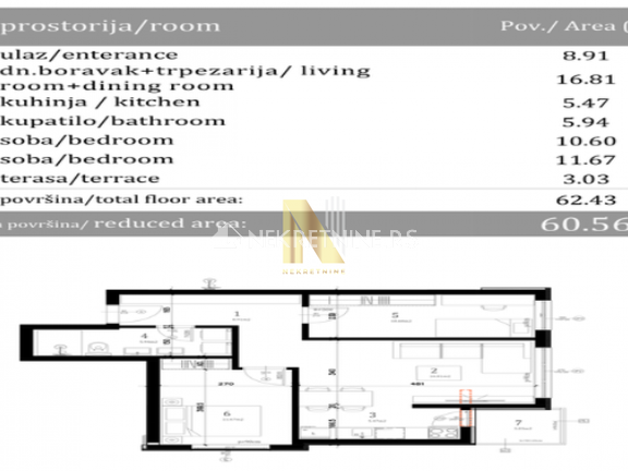 Trosoban stan u novogradnji