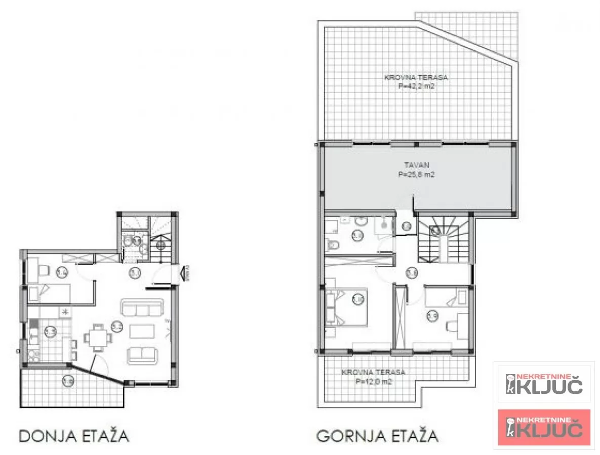 SREMSKA KAMENICA, 83m2 plus dve terase 42m2 i 12m2 i tavan 26m2, Četvorosoban-duplex sa pdv