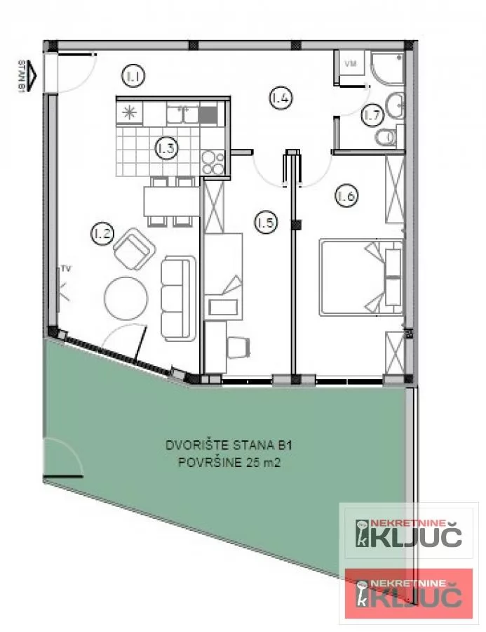 SREMSKA KAMENICA, 56m2 plus dvorište 25m2, Trosoban sa pdv