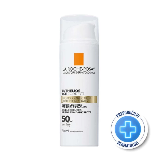 LA ROCHE-POSAY ANTHELIOS AGE CORRECT SPF50 DNEVNA ZAŠTITA OD SUNCA KOJA ISPRAVLJA ZNAKOVE STARENJA, BORE, TAMNE MRLJE I ELASTIČNOST, 50 ML