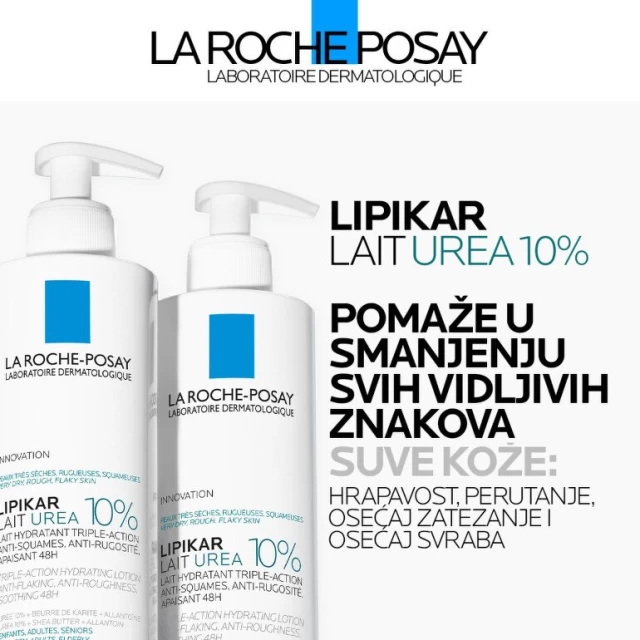 LA ROCHE-POSAY LIPIKAR LAIT UREA 10% HIDRATANTNI LOSION SA TROSTRUKIM DEJSTVOM PROTIV PERUTANJA I HRAPAVOSTI 400 ML