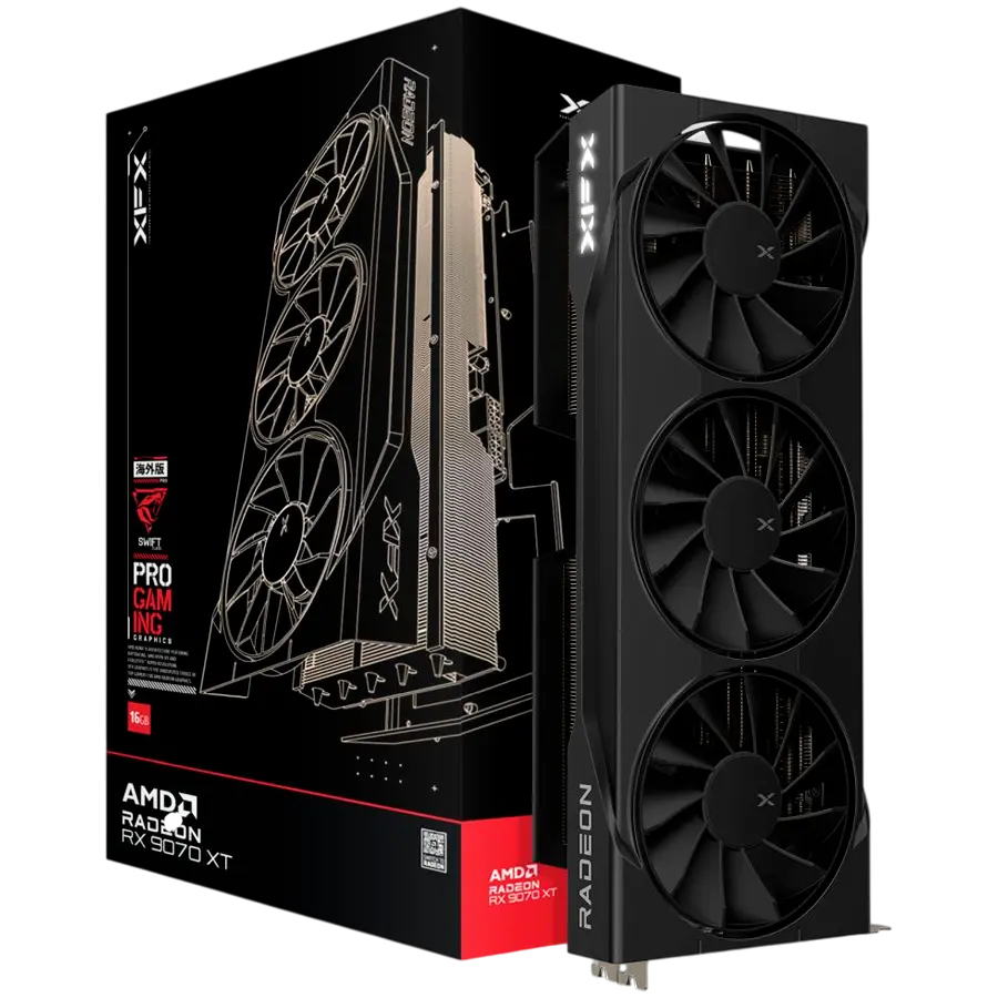 Xfx Swift grafička kartica, Amd Radeon Rx 9070XT, trostruki ventilator, 16 GB, Gddr6, 256-bitna, samo Hdmi 3X DP Si