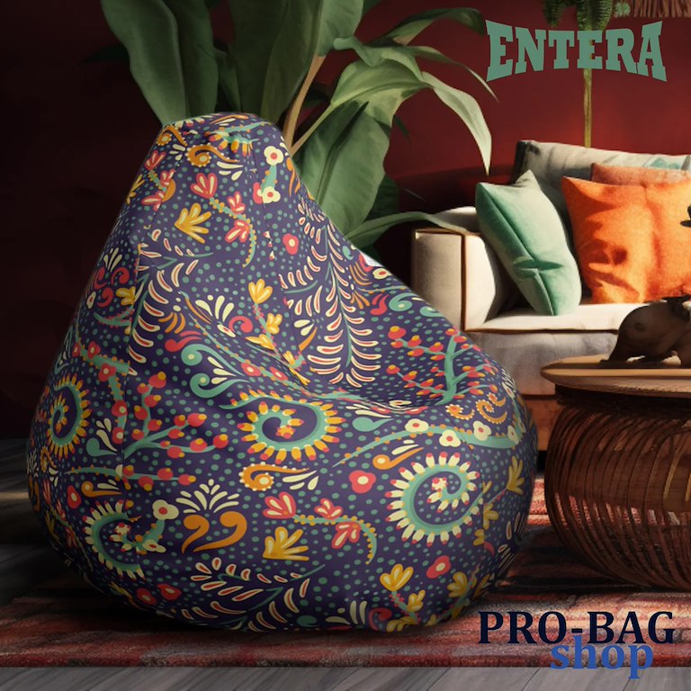 ENTERA Lazy Bag - Šareni boho ljubičasti cvetni dezen - 080
