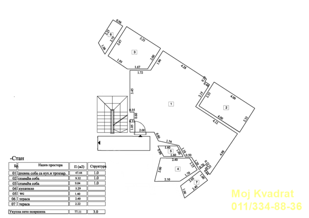 Trosoban stan na prodaju, 77m2, 269.900€