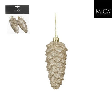 Dekordom 1179682 - champagne - edl novogodišnja dekoracija - ornament pine cone set 2pcs 11cm ( 044584 )