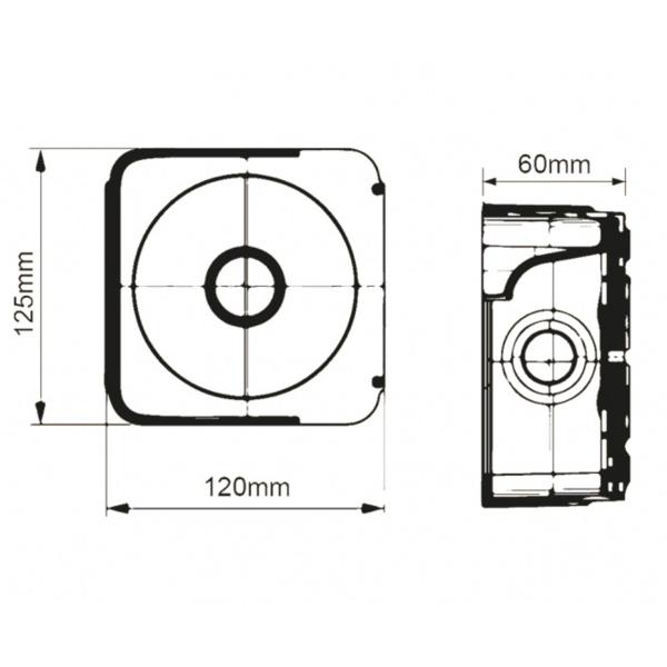 RAZVODNA KUTIJA ZA KAMERE OG 120x125x60mm sa kliznim poklopcem ABS SIVA EP722471 Eraplast