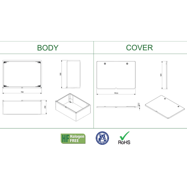 RAZVODNI ORMAN 500x700x250mm IP65 ABS EP320130 Eraplast