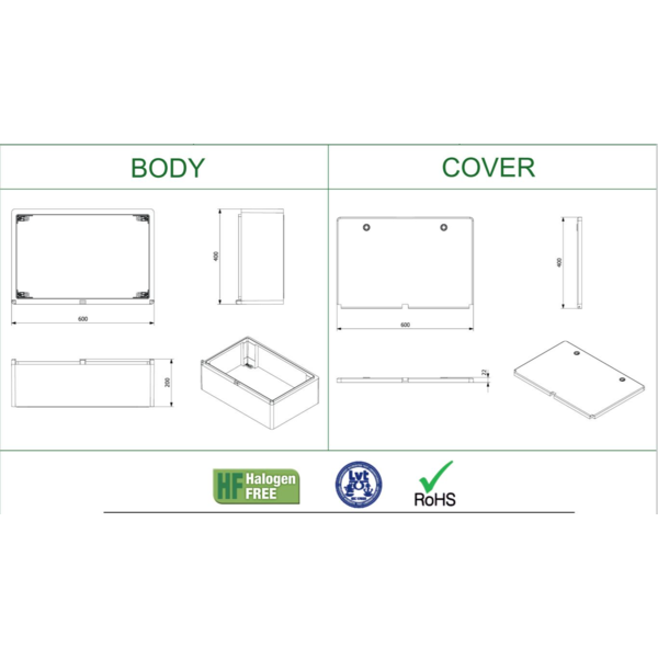 RAZVODNI ORMAN 400x600x200mm IP65 ABS EP320125 Eraplast