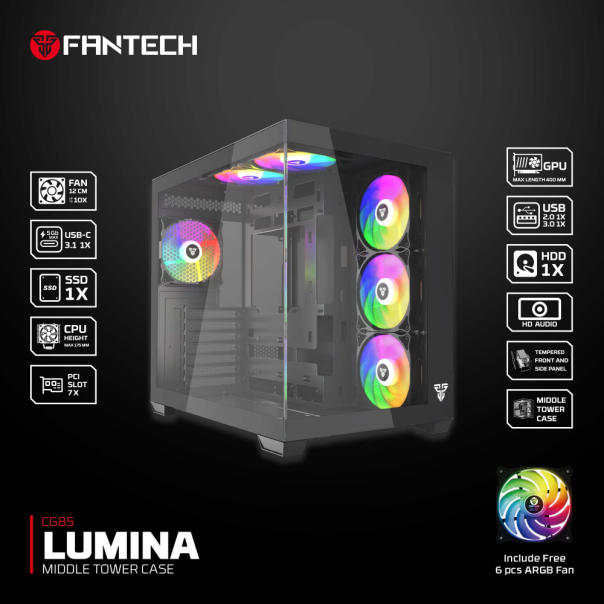 Kućište Gaming Fantech CG85 Lumina crno