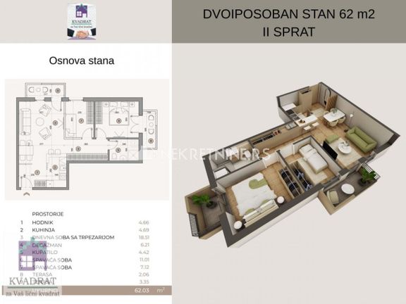 Stan u izgradnji, 62 m² – Rvati (Obrenovac) - 99.200€ + PDV