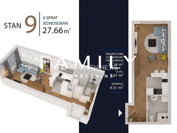 PRODAJE SE MODERAN STAN – 28 m² – SLANA BARA – NOVOGRADNJA