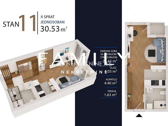 PRODAJE SE MODERAN STAN – 31 m² – SLANA BARA – NOVOGRADNJA